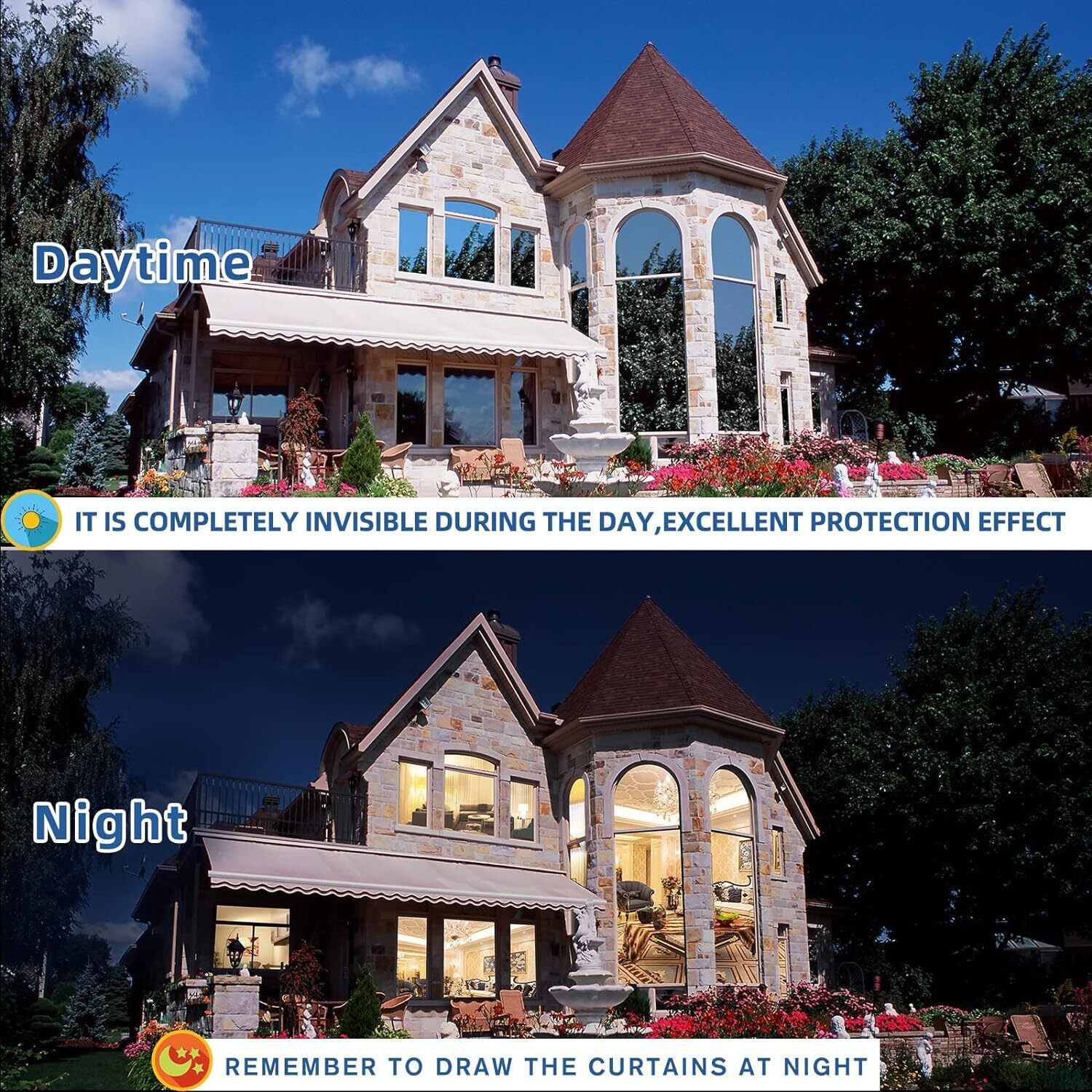 Privacy Window Film Heat Reflective Sun Blocking Glare Reduce Easy ...