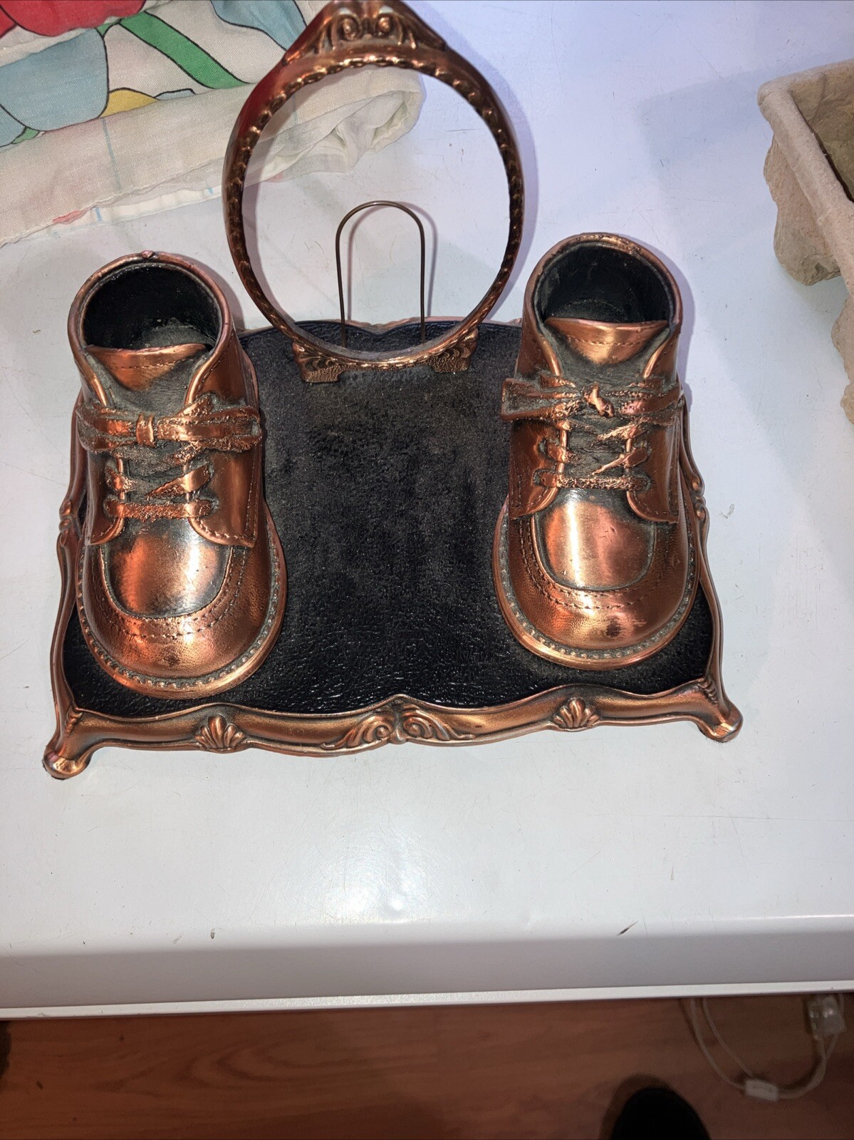 Vintage 1963 Baby Bronze Shoes with 4x3 inch Oval Picture Frame | eBay