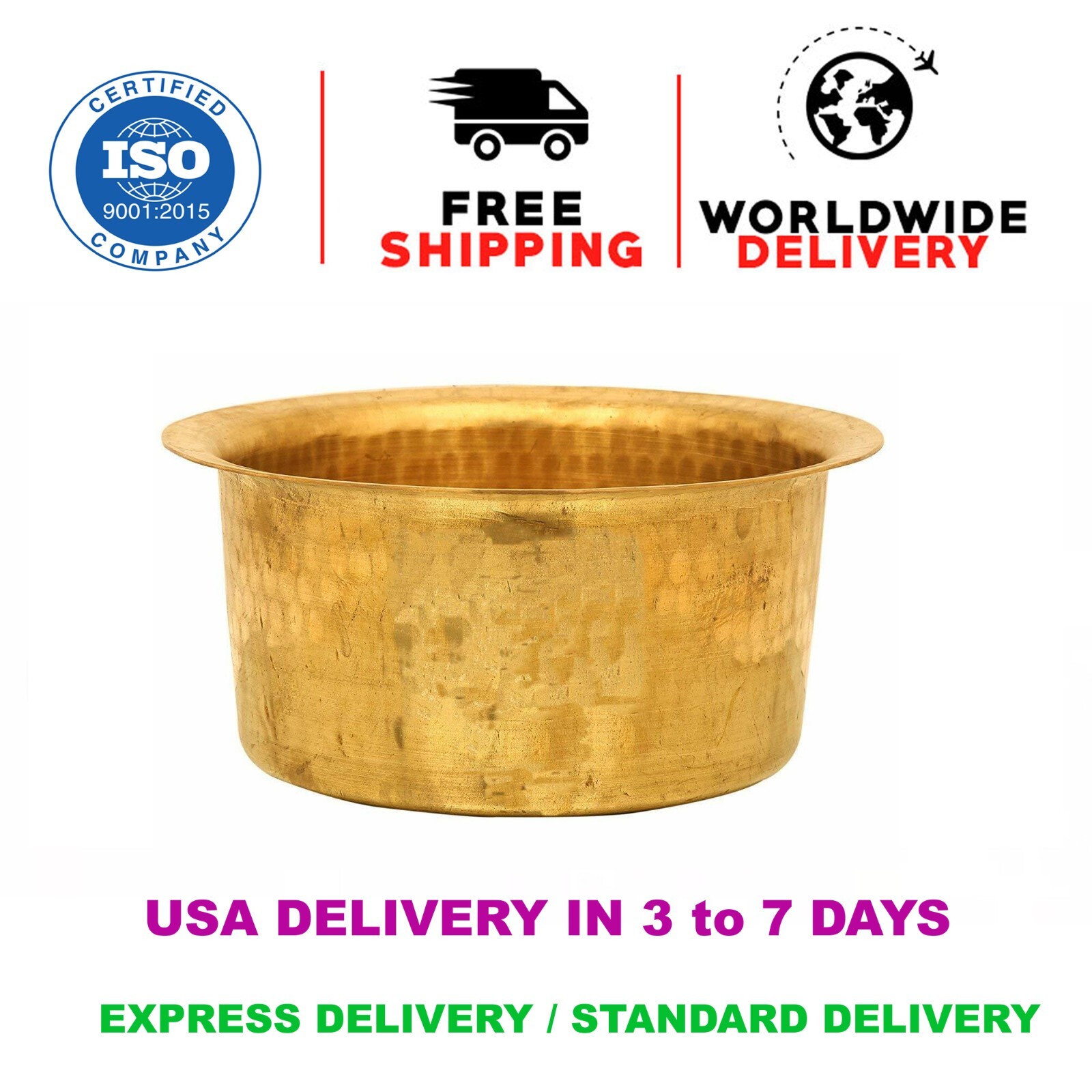 Indian Pure Brass Handmade Biryani Tope 5 Liter Cooking Pot Patila ...