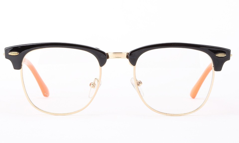 Half Frame Clear Lens Glasses Unisex Glasses Frame Retro Half Frame Men ...