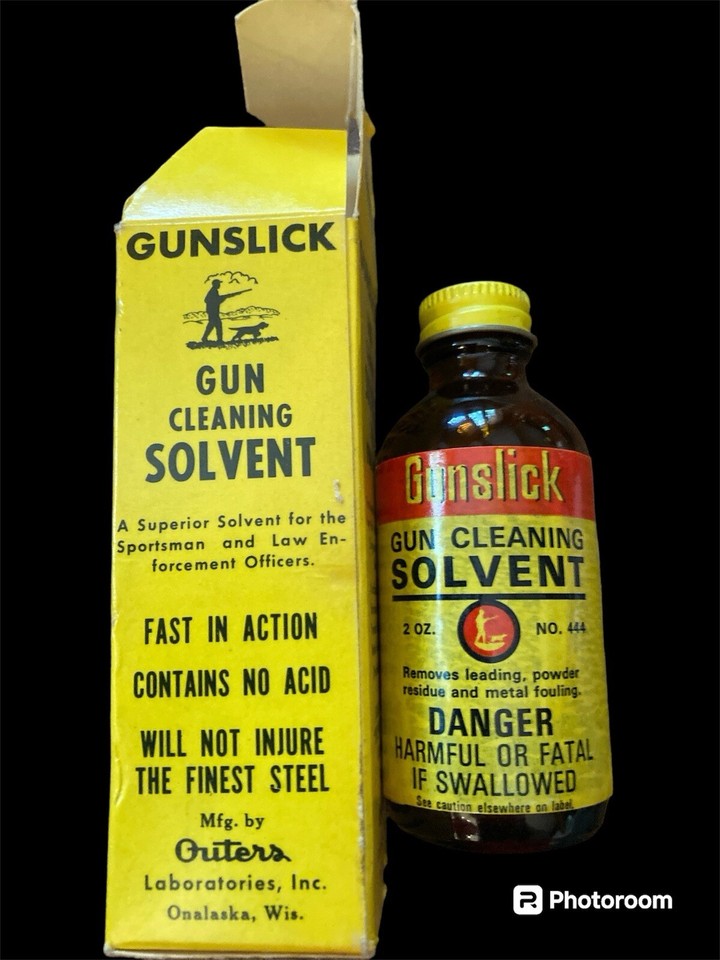 Vintage OUTERS Gunslick Gun Cleaning Solvent Net 2 FLD Oz Glass Jar | eBay