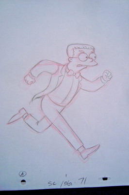 THE SIMPSONS ANIMATION ORIGINAL ART Production Drawing Smithers running ...