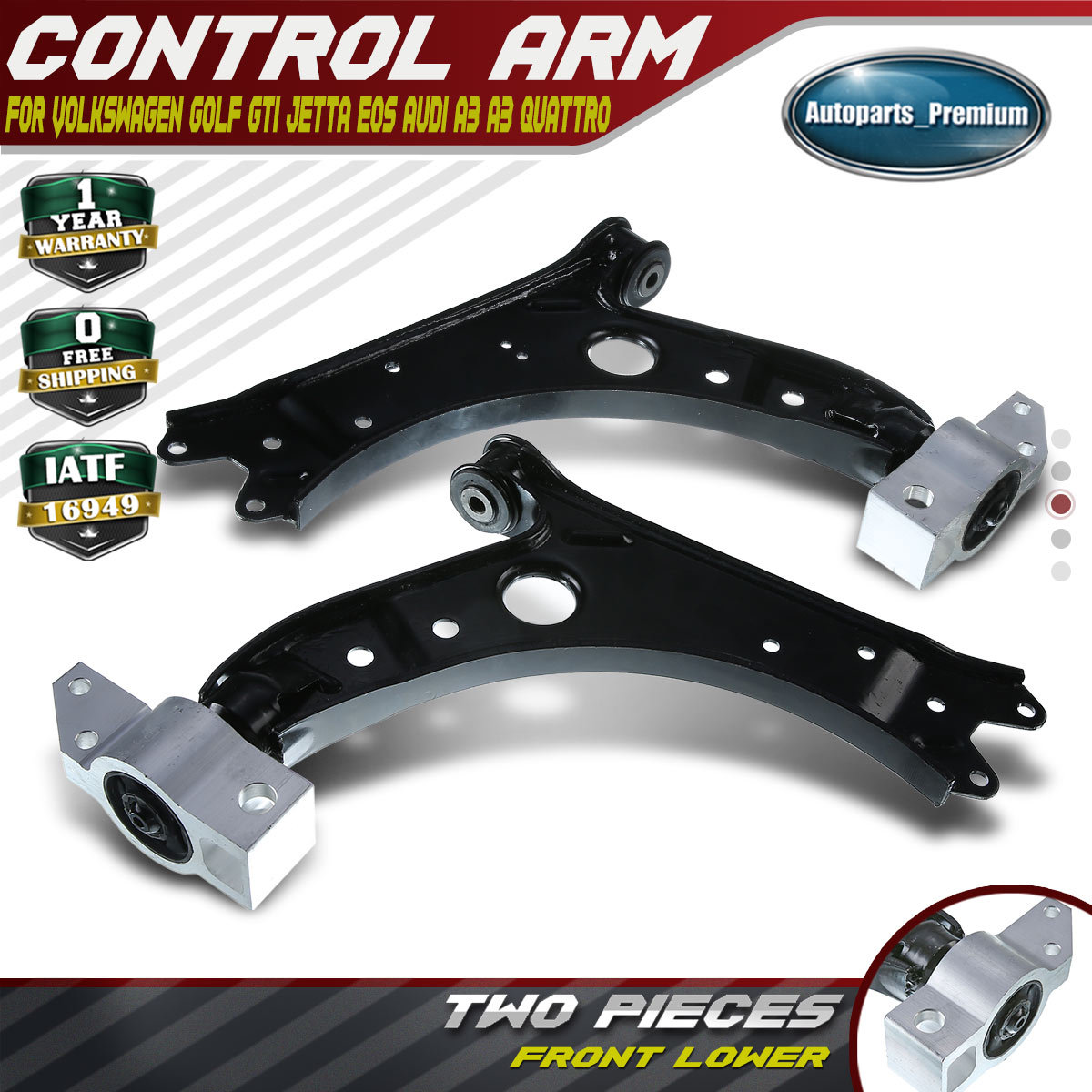 2Pc Front Lower Control Arm Left Right Kit For VW Golf GTI Jetta Rabbit ...