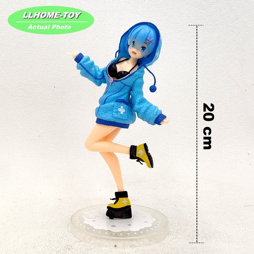Anime Re Rem Blue Hooded clothes cute girl PVC Action Figure Statue Toy ...