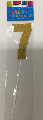Number 7 Gold Glitter Cake Topper Birthday Celebration 4.5cm x 8cm ...