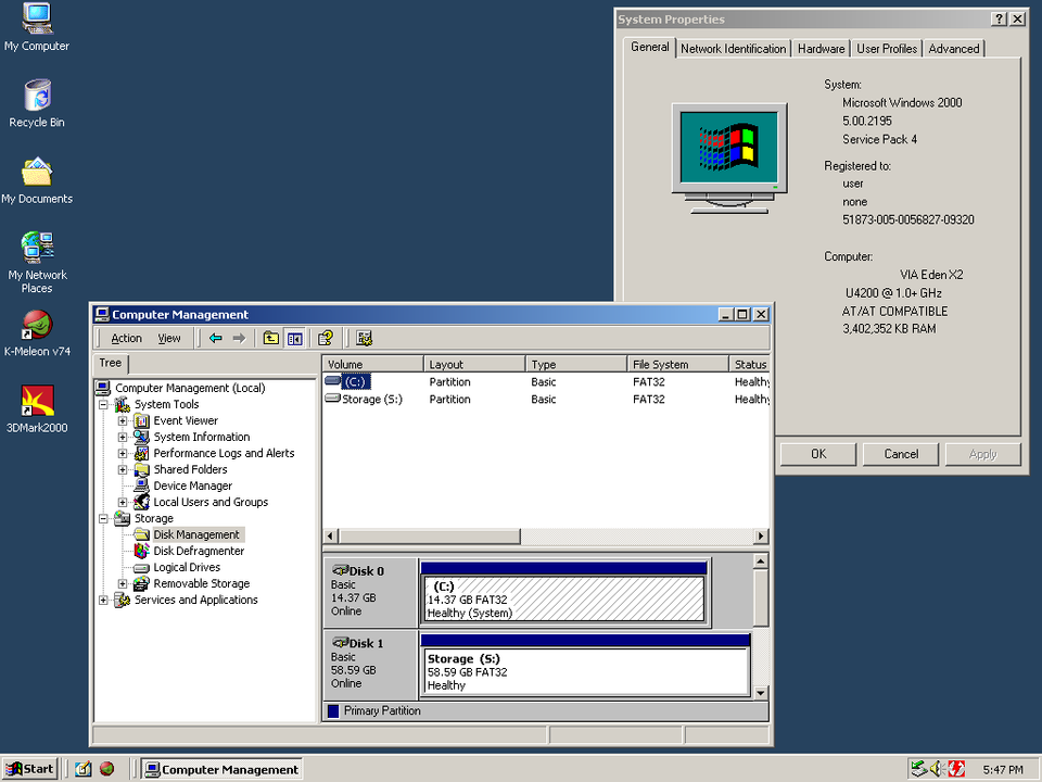 Mini Industrial Windows 2000 PC - Serial, Parallel, 4GB Ram, 16+60GB ...