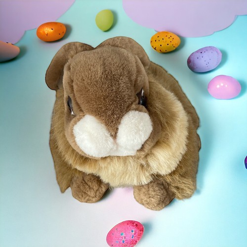 Vtg Fiesta 13” Easter Bunny Rabbit Plush Natural Laydown Stuffed Animal ...