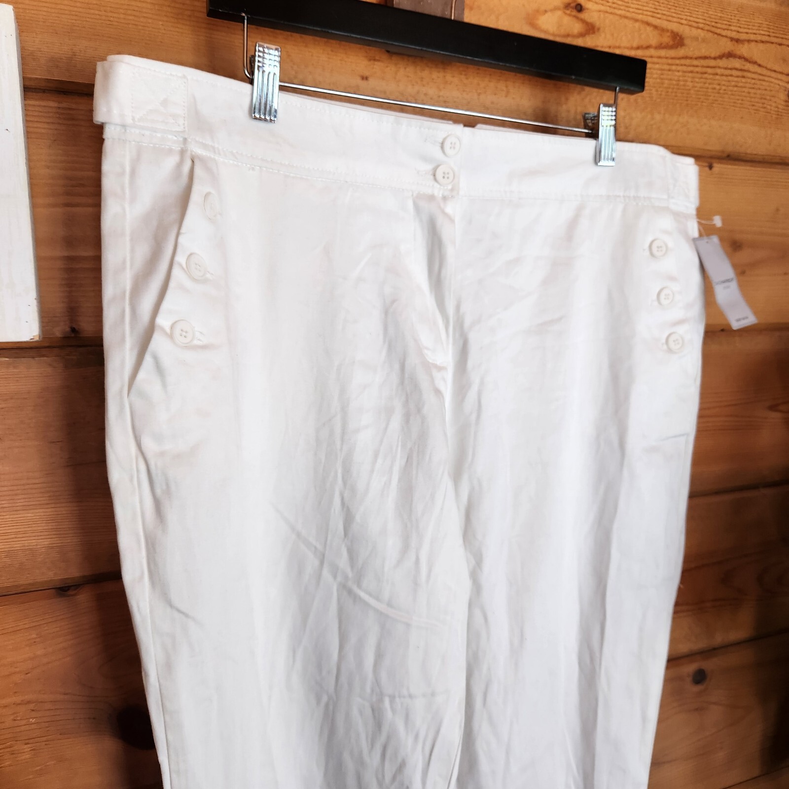 Sag Harbor NWT Denim White Pants Trousers Button Slash Pockets Plus Sz ...