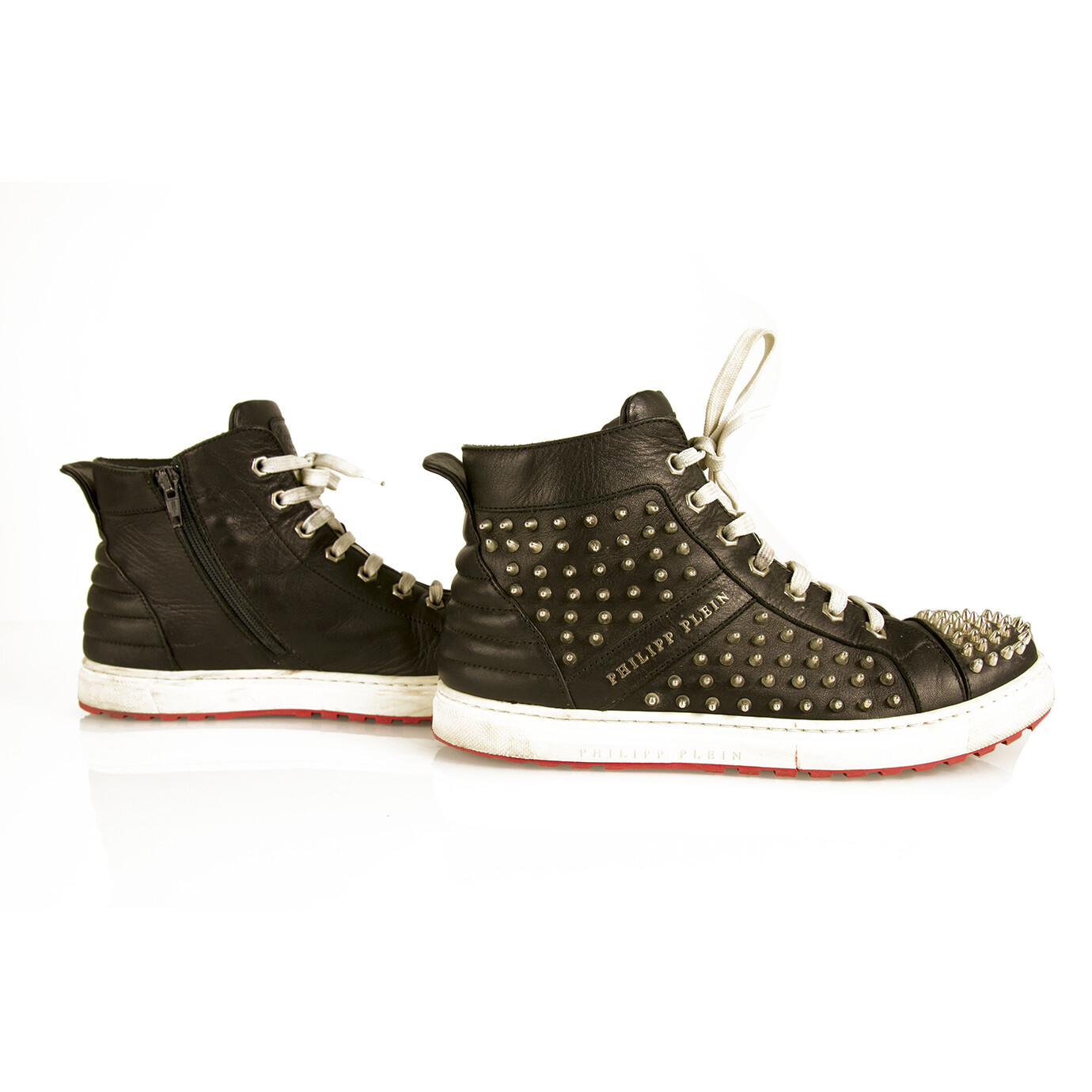PHILIPP PLEIN Studded Hi-top Leather Sneakers High Top Trainers sz 37 ...