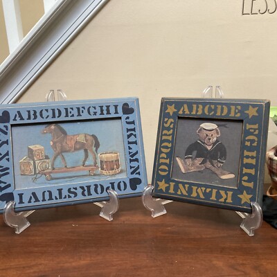 (2) Sullins House 1985 Framed - (1) Teddy Bear Sailor and (1) Rocking ...