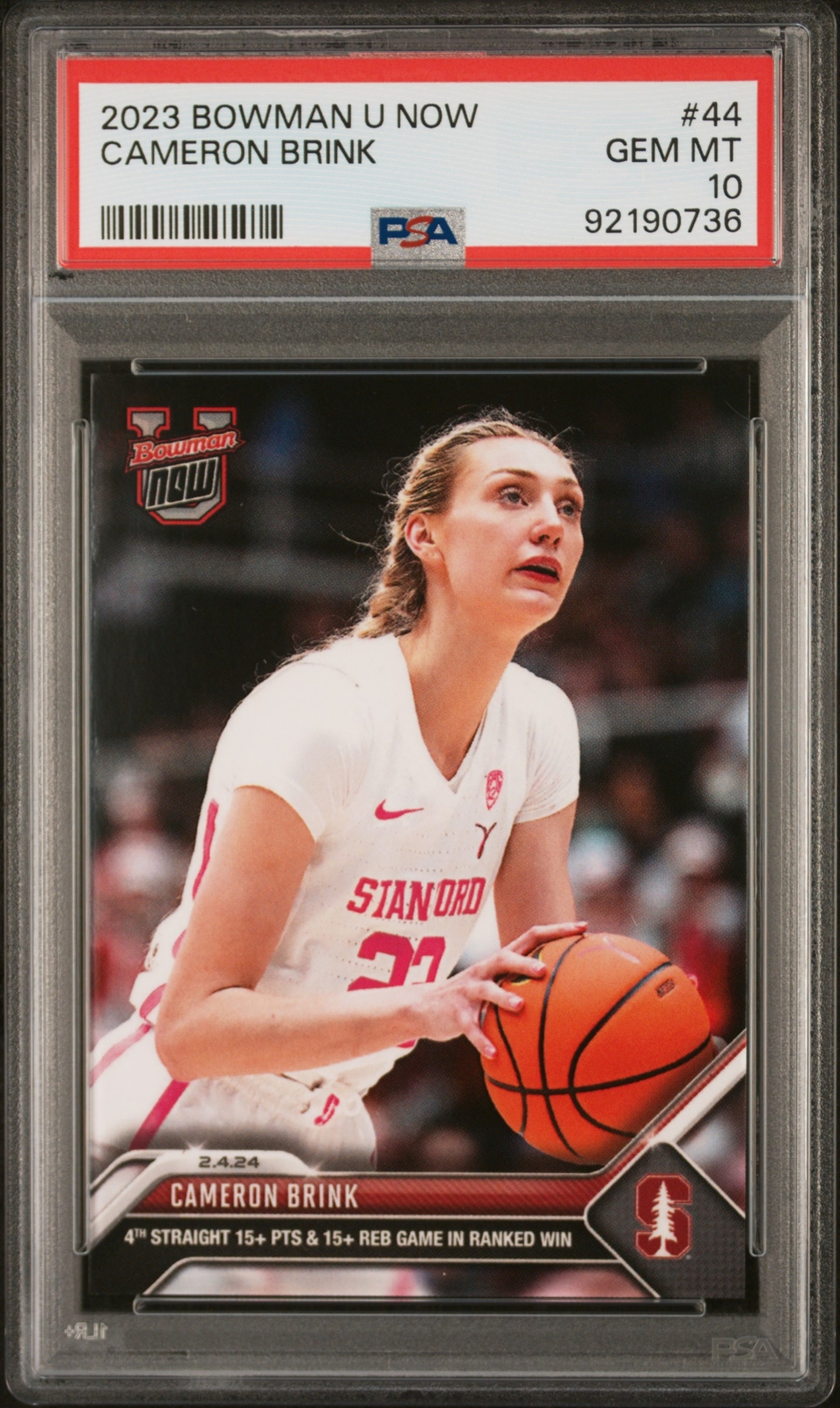 PSA 10 Cameron Brink 2023 Bowman University Now #44 Stanford/Sparks ...