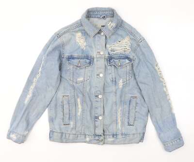 Topshop Womens Blue Jacket Size 8 Button | eBay UK