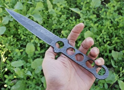 12' Handmade Damascus steel Hunting Dagger double edged knife fingers ...