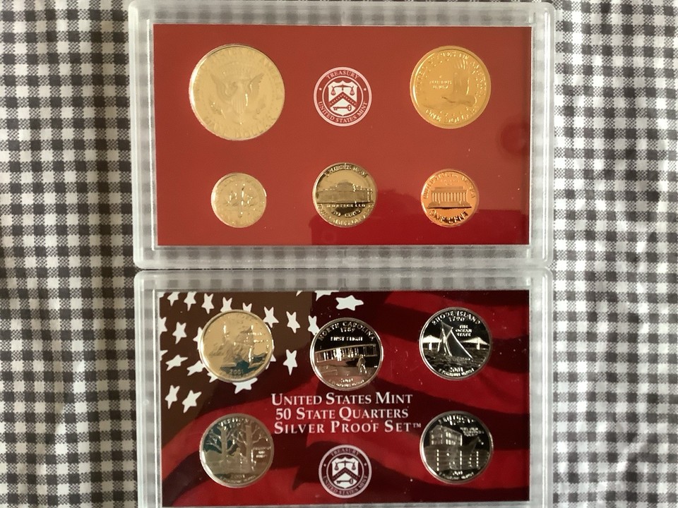 4 - 2001 US Mint Silver Proof Set 1.34 Troy Oz Silver 10 Piece Coins ...