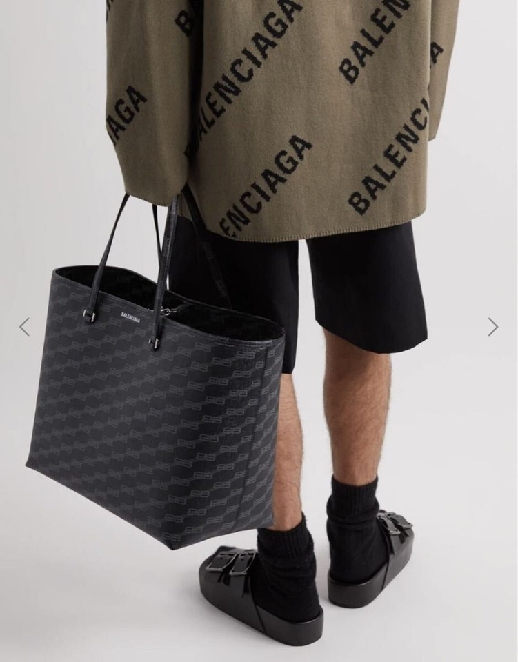 BALENCIAGA Bag Affordable Rare BB Pattern Monogram Leather Coated Tote ...