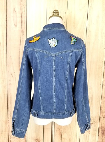 Lee Riders Denim Jean Jacket Womens Size M Blue Patches Button Up | eBay