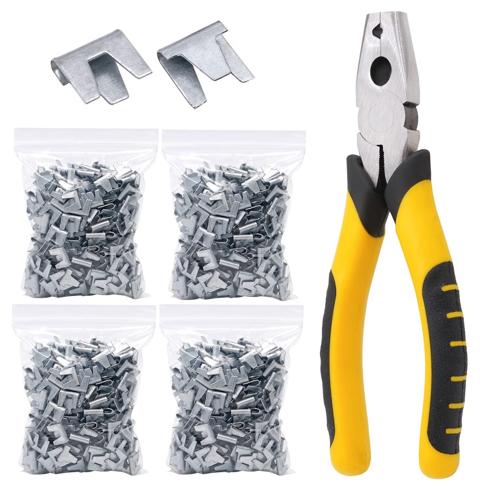 1200Pc Wire Cage Clips with Hog Ring Pliers for Bird Rabbit Chicken ...