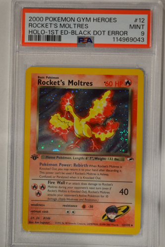 2000 Pokemon Rocket's Moltres 1st Edition BLACK DOT ERROR PSA 9 (1 of ...