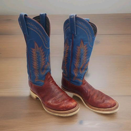 Tony Lama Cowboy Western Boots Womens 6.5M Blue Leather Cats Paw ...