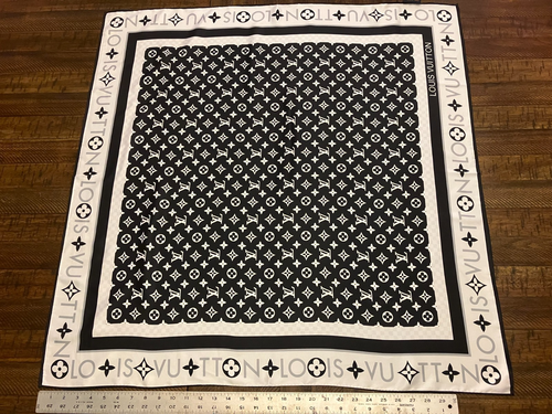 LOUIS VUITTON Monogram LV pattern Cream Black Scarf Size 34x34 inch | eBay