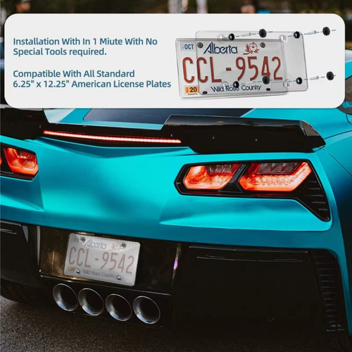 2PCS Unbreakable Reflective License Plate Cover Universal Fitment ...