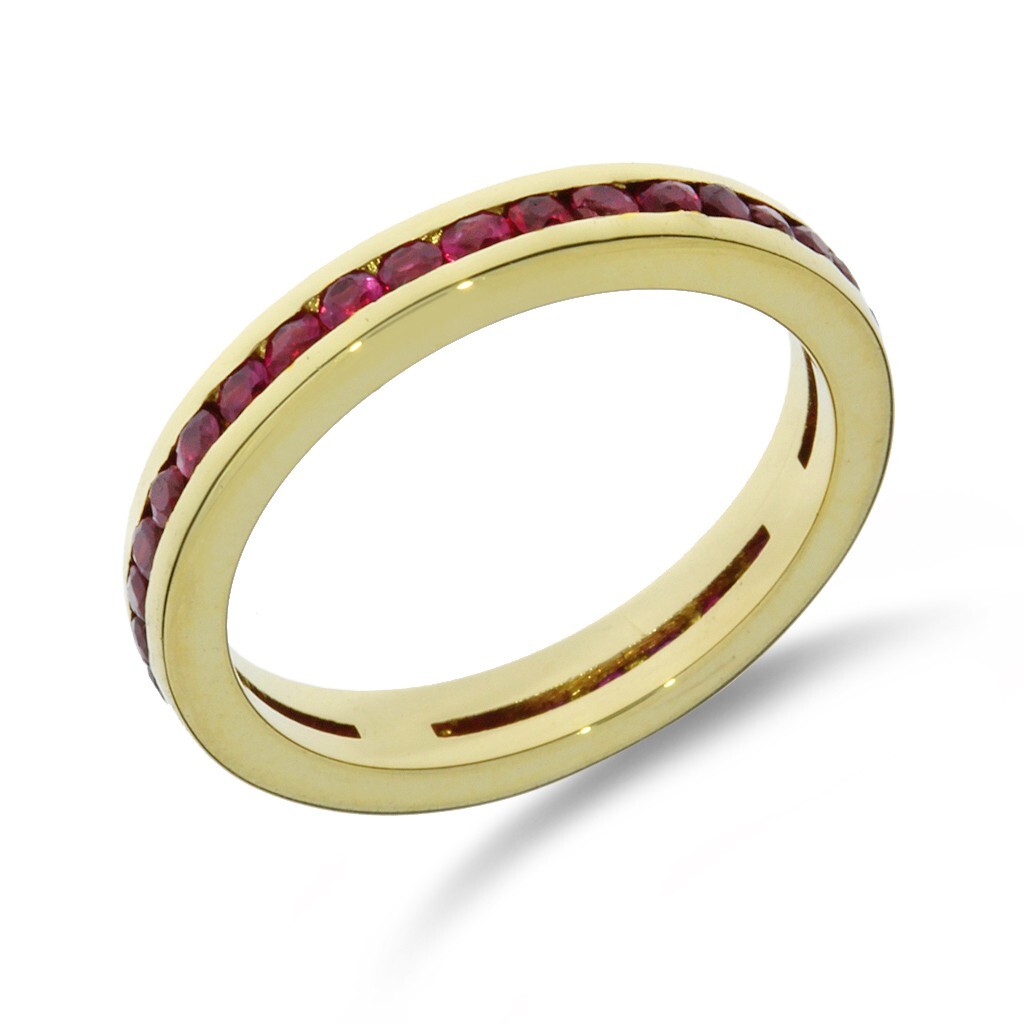 Vintage 18K Yellow Gold Ruby Eternity Ring GR-3041 - Gem