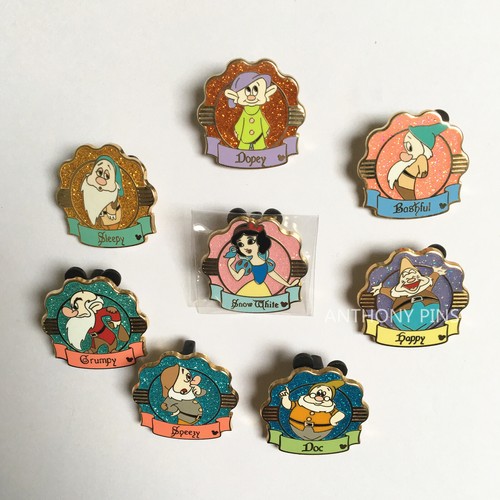 Shanghai Disney Pin SHDL Hidden Mickey HM Snow White Seven Dwarfs Set 8 ...
