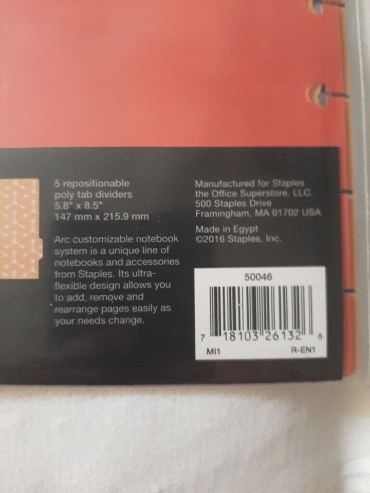 Arc Customizable Notebook System 5 Poly Tab Dividers Organizer 5.8" x 8 ...