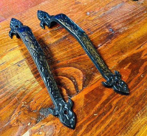 Rustic Door hardware hand forged solid wrought iron 11"x2" pull handle ...