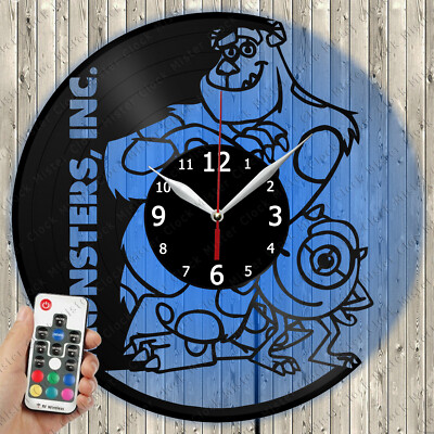 LED Vinyl Clock Monsters_Inc LED Light Vinyl Record Wall Clock LED ...