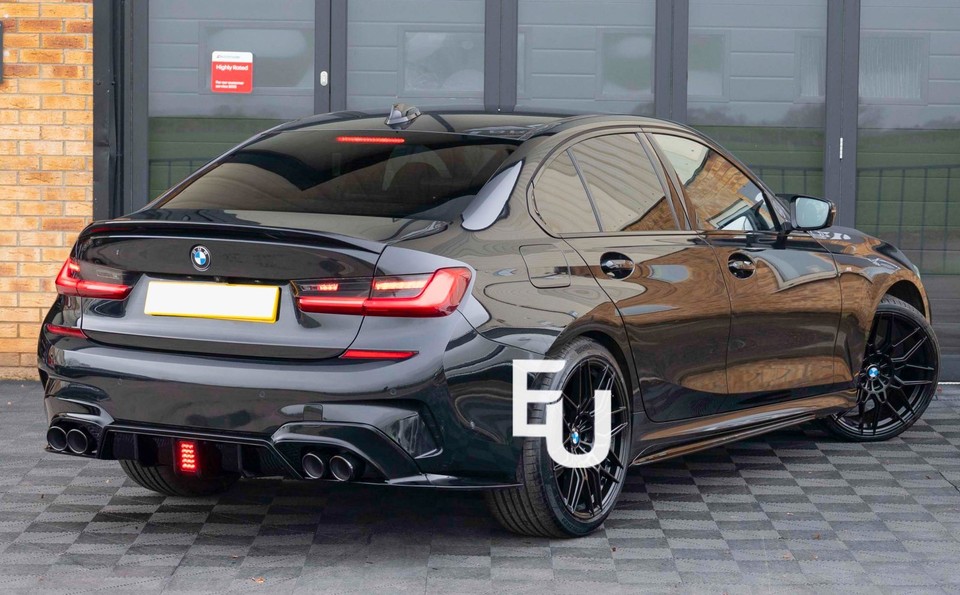 FOR BMW 3 SERIES G20 G21 M SPORT GLOSS BLACK REAR DIFFUSER WITH LIGHT ...