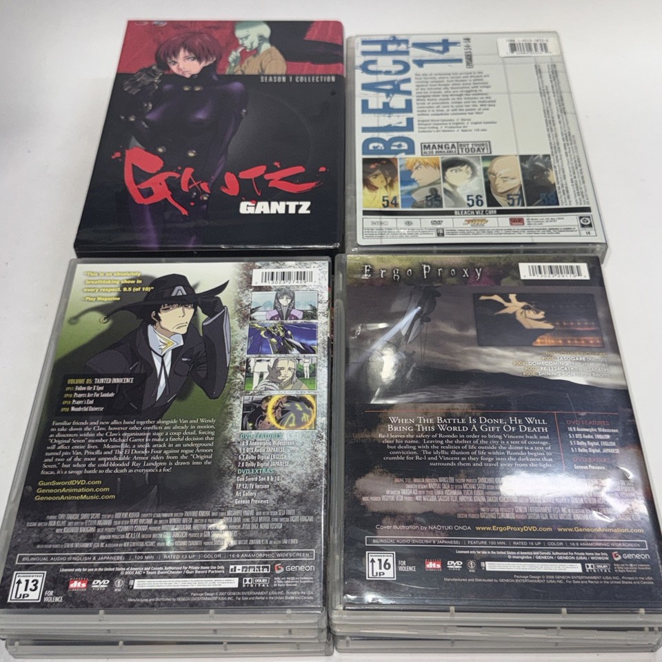 Lot of 10 Anime Manga Video DVD Movies Bleach Ergo Proxy Gantz Gun ...