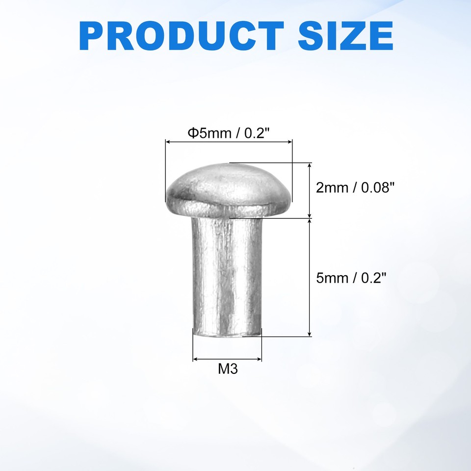 150Pcs Brazier Head Solid Aluminum Rivets, M3 x 5mm Tubular Rivets | eBay