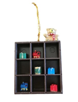 VTG Miniature Dollhouse Shadow Box Toy Shelf Christmas Ornament Train ...