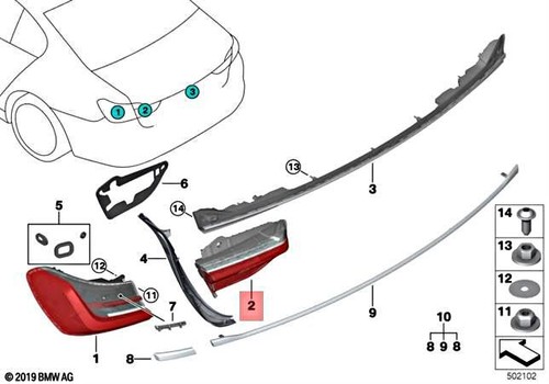 Genuine BMW G11 G12 730d 730dX 730i Rear Light In Trunk Lid Left ...