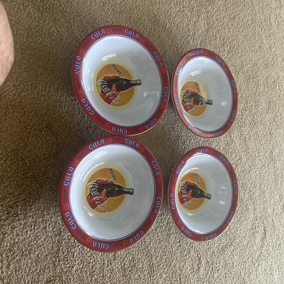 Coke A Cola Vintage Plastic Cereal Bowls Melamine Set of Four (4) | eBay