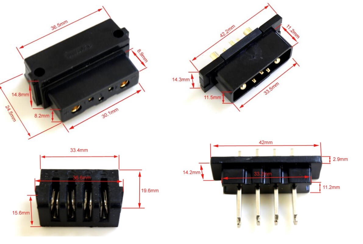 Hailong Ebike Battery Power Discharge Connector Plug 4pins Male ...