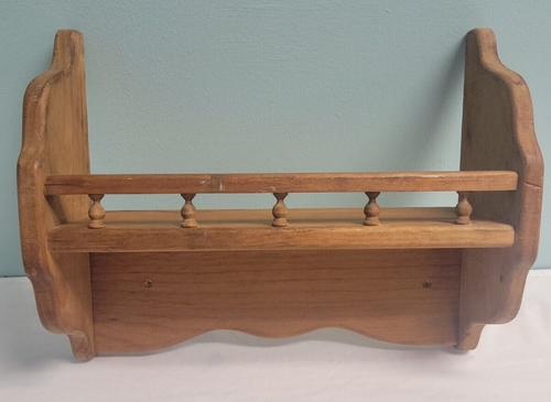 Vintage Wood Hanging Wall Shelf w/ Spindle Guard Rail | eBay