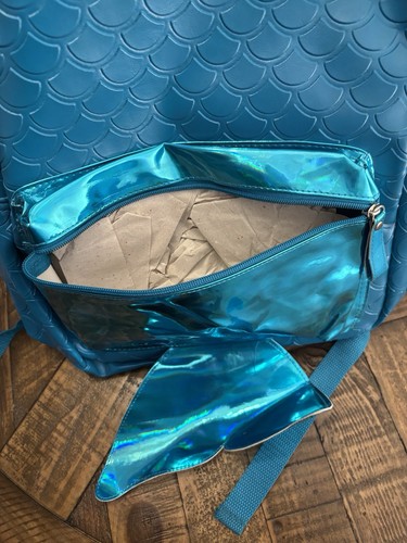 Spencer’s Blue iridescent Mermaid Scale Mermaid Tail Backpack New! 2 ...