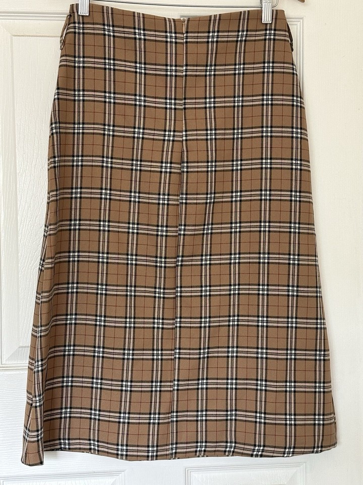 Vintage Fusion Women's Skirt Tan Plaid Size Medium A-Line Pre-Loved ...