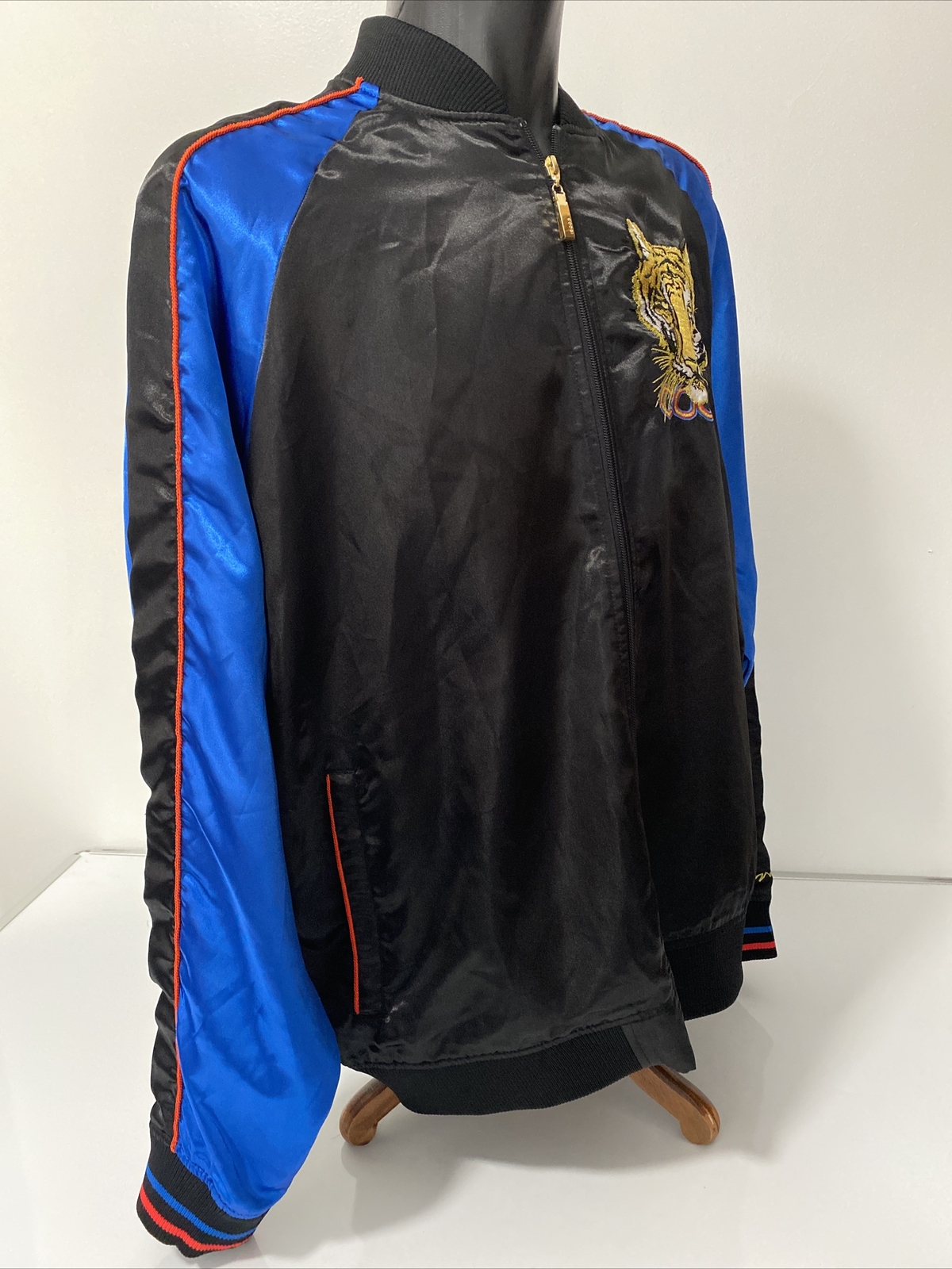 VTG Coogi Men's Tiger Embroidered Black Satin Full Zip Jacket Size 3XL ...