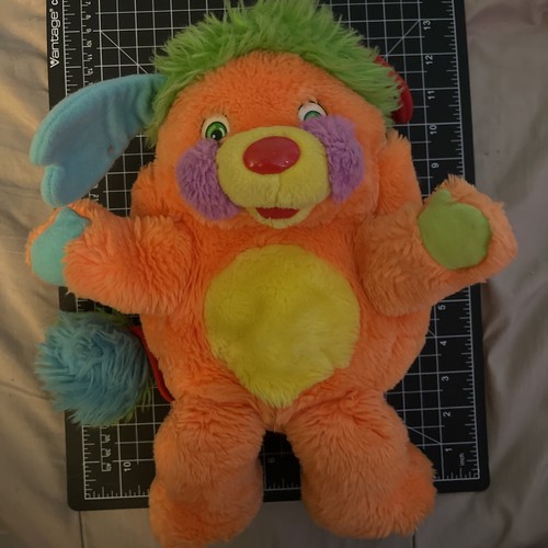 Vintage 80s Popples Plush Orange Pouch Logo Ball Stuffed Animal Mattel ...