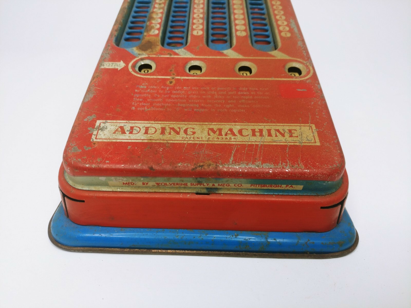 Vintage 40's Wolverine Manual Toy Hand Adding Machine Tin Metal ...