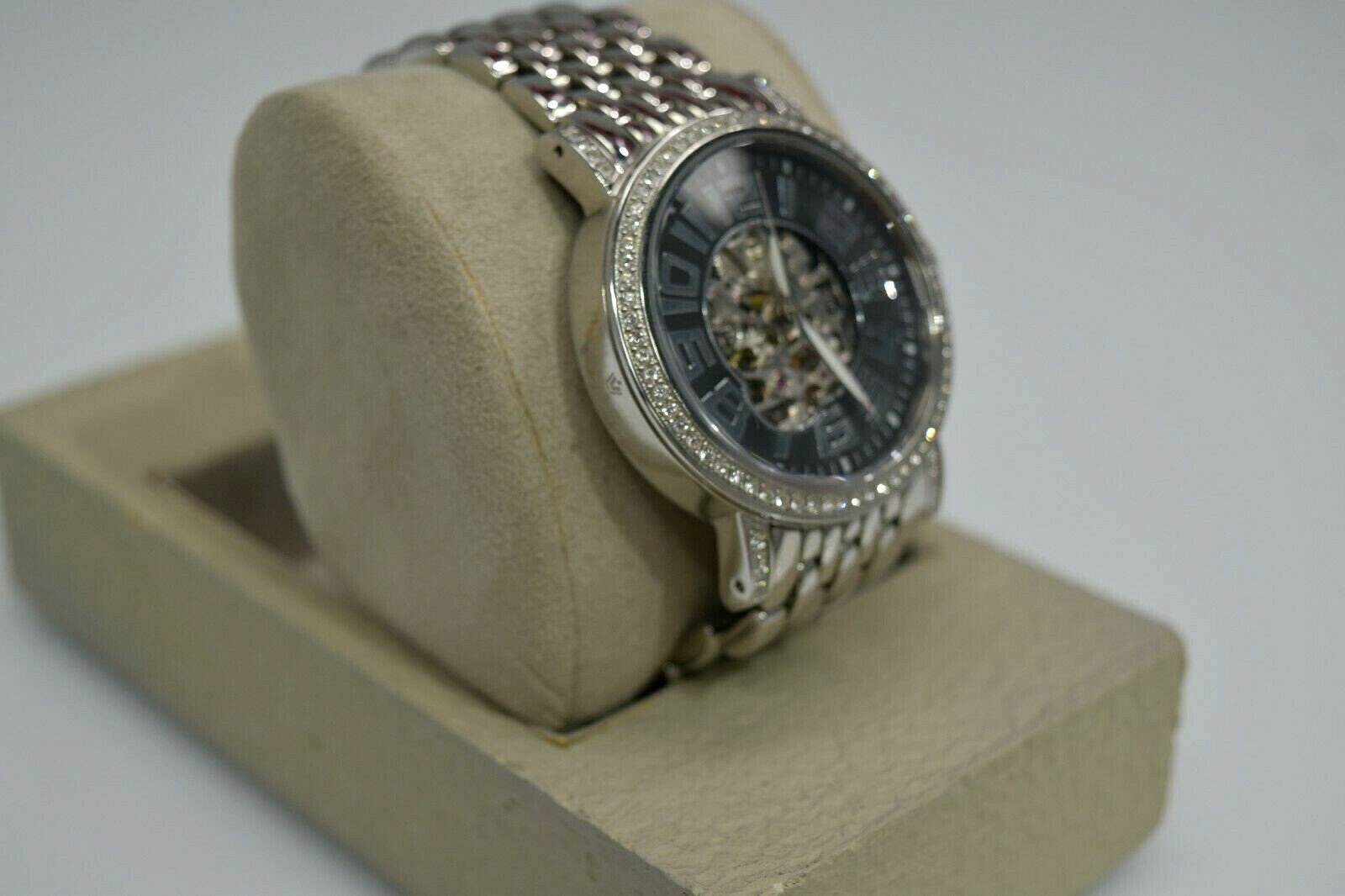 Visage Stainless Steel Automatic See Thru Black Dial Watch | eBay