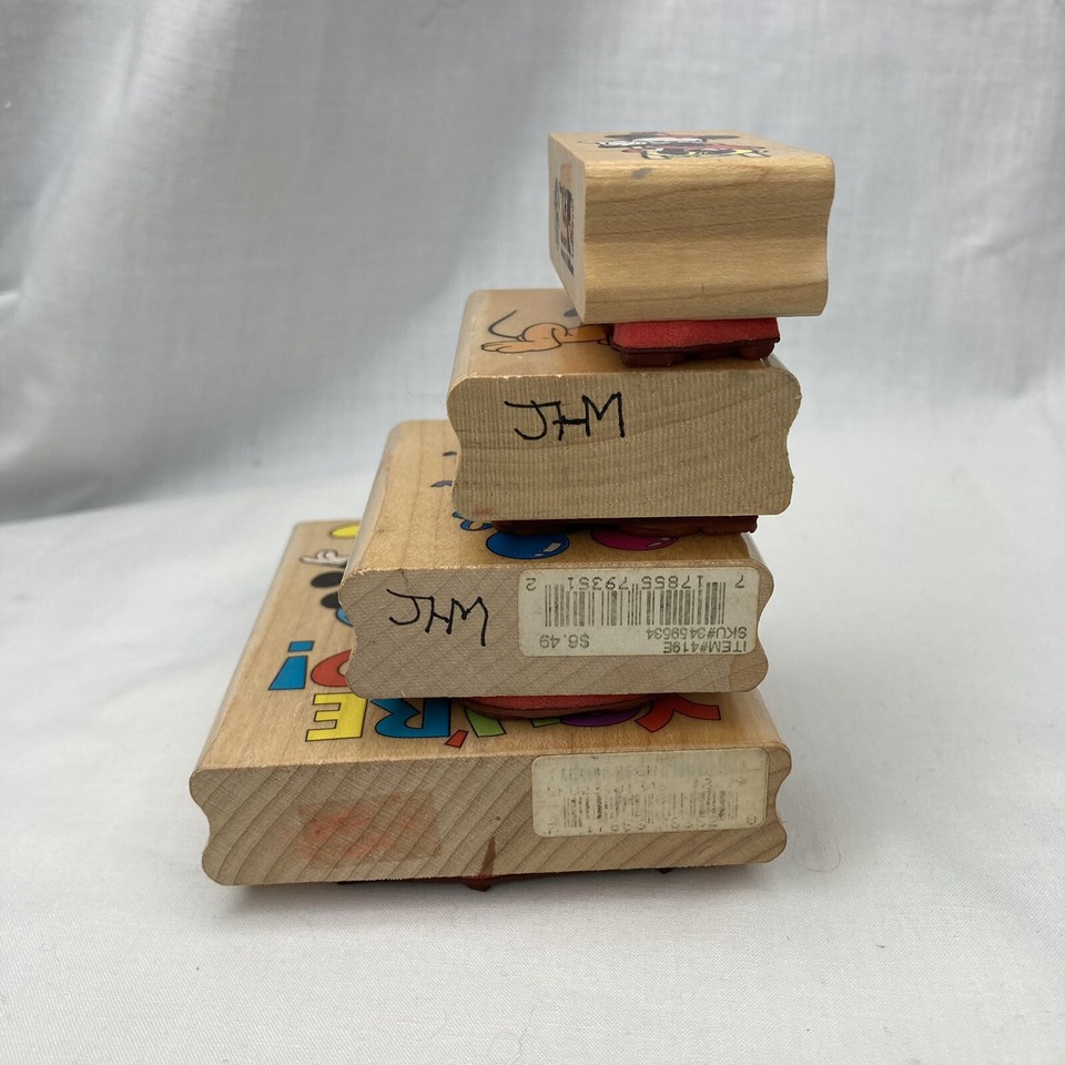4 Disney Mickey Minnie Mouse Rubber Stampede Stamps Pluto Party You're ...