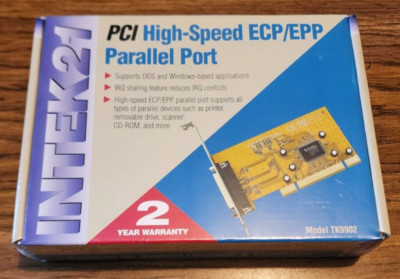 INTEK21 PCI Hi Speed ECP EPP Parallel Port Adapter TK9902 New-In-Box ...
