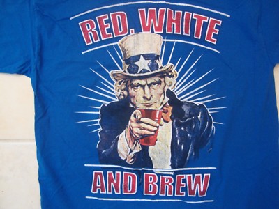 Uncle Sam spoof red white & brew blue t-shirt size XL | eBay