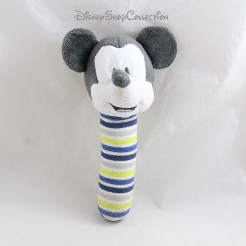 Hochet bâton Mickey DISNEY rayures bleu gris pouet 19 cm (CEMO) | eBay