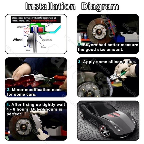 Yellow M performance Car Disc Brake Caliper Covers Front & Rear 4PC Set ...