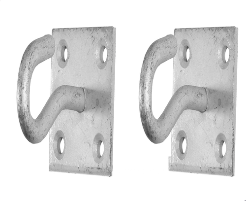 2 "Hook on Plate Staple Galvanised Security 50mm x 50mm Pack of 2 Chain ...